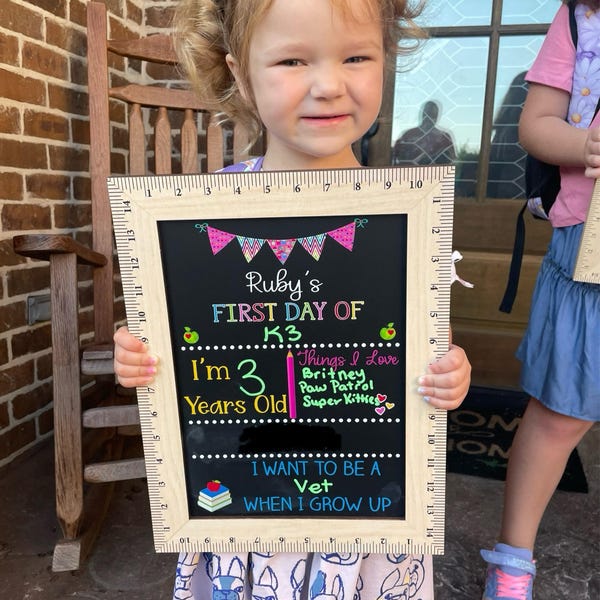 First Day of School Sign, Back to School Chalkboard, Reusable 1st Day ...