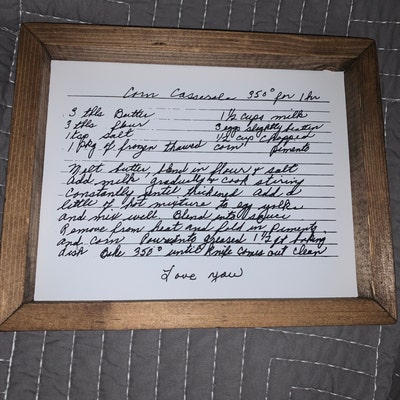 Handwritten Recipe Custom Wood Framed Printed Family Kitchen Sign - Etsy