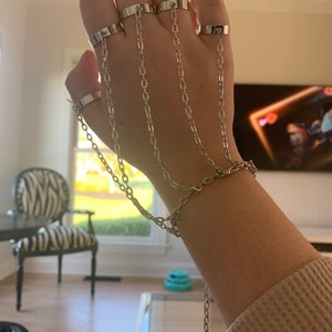 Handmade Five Finger Chain Rings Adjustable Cross Chain - Etsy