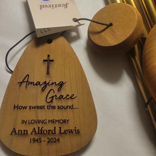 Personalized Memorial Wind Chime | Amazing Grace, USA Made - Etsy