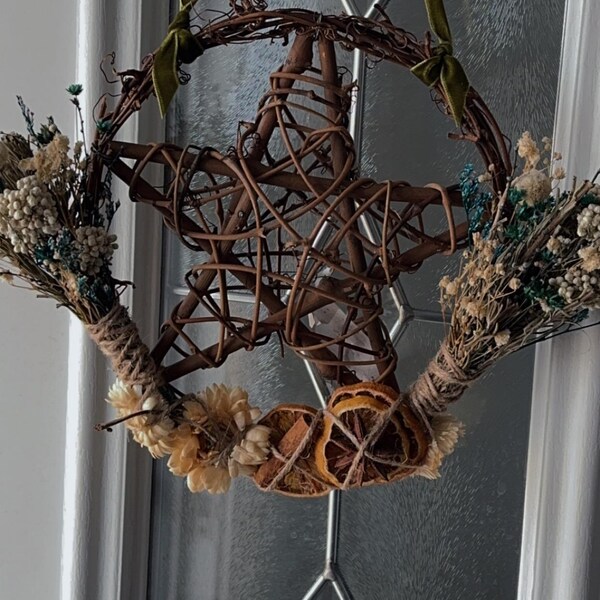 Mini Botanical Crescent Moon Peace and Protection Wreath Wildcrafted ...