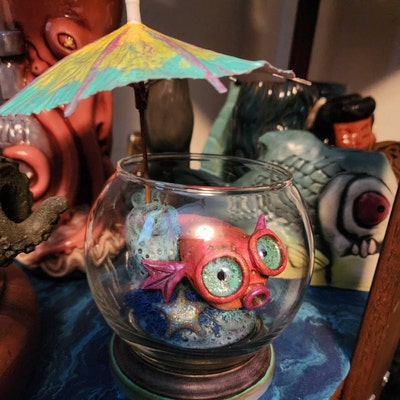Large Pufferfish Sculpture: Puffer Fish Lover Gift, Tropical Tiki Bar ...