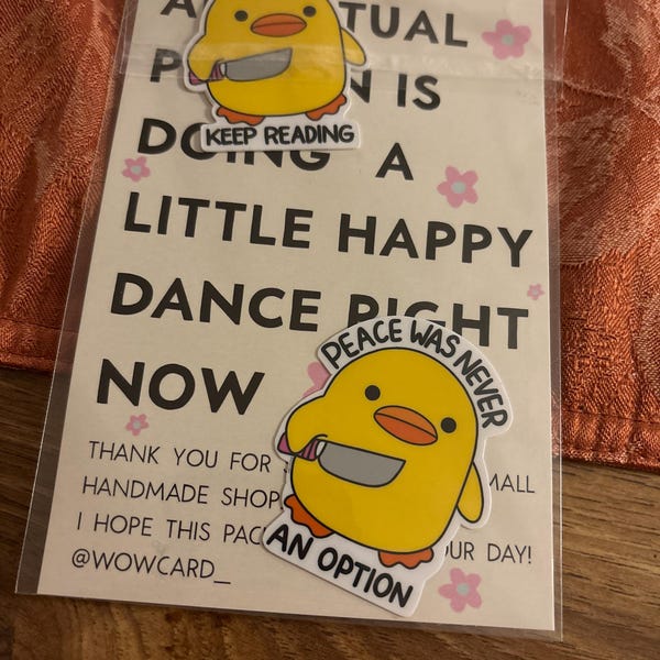 Chick Duck With Knife Magnetic Bookmark, Duck Meme Bookmarks, Handmade ...