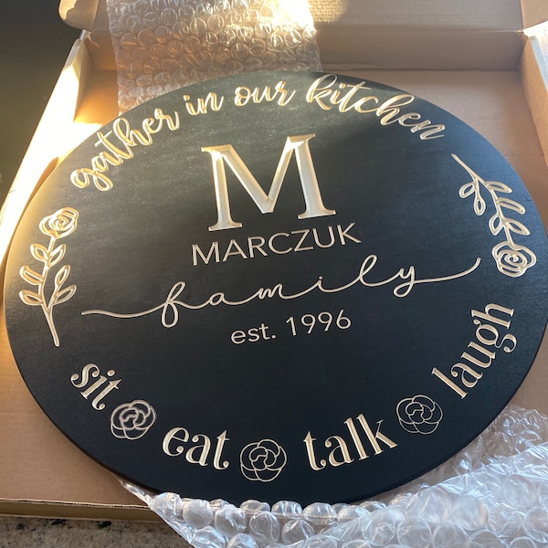 Personalized Family Name Kitchen Sign: Carved Wood or PVC - Etsy