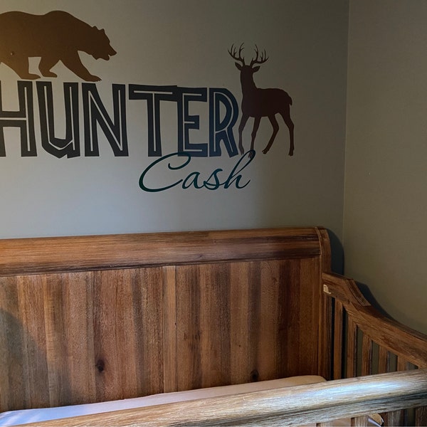 Boys Name Wall Decal Boys Name Hunting Wall Decal Deer Kids Wall Decal ...