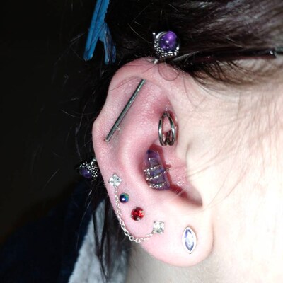 14K Solid Gold Evil Eye Eyebrow Ring/rook Barbell/curved Barbell/rook ...