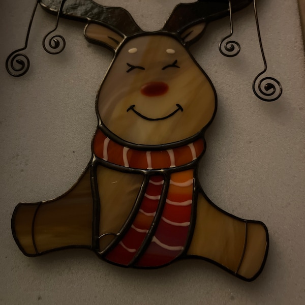 Reindeer Stained Glass Window Hangings Christmas Gifts Christmas ...