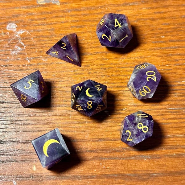 Amethyst Dnd Dice Set Moon Version| Gemstone Dnd Dice Set | Dungeons ...