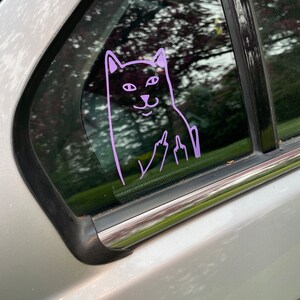 Middle Finger Cat Car Decal, Personalized Vinyl Sticker, Custom Color ...