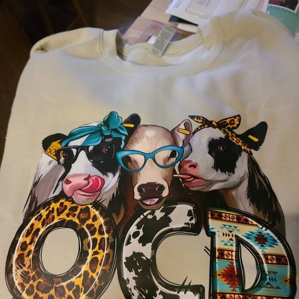 Obsessive Cow Disorder Cute Animal Lovers Sweatshirt, Patterned ...