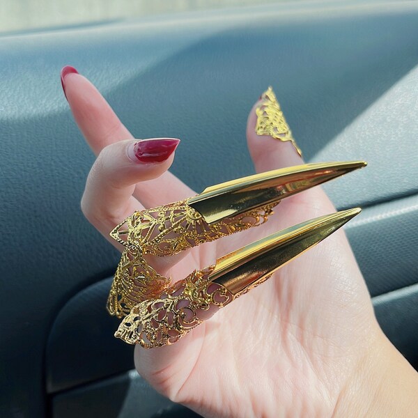 Gold Claw Rings,claw Rings,gold Nail Guards,metal Nails,sharp Finger ...