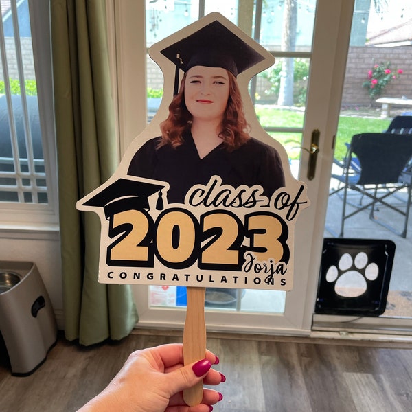 Custom Grad Fans, Graduation Fans, Head on a Stick, Custom Face Fans ...