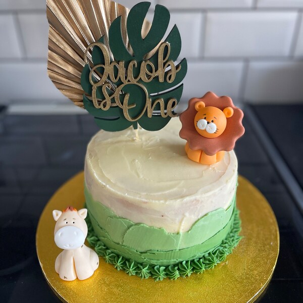 EDIBLE Jungle Animals Cake Topper / Set of 6 / Any Personalised Name ...