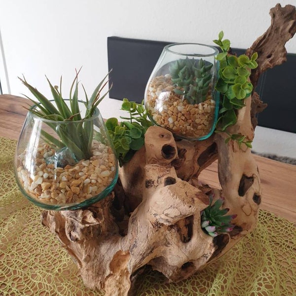 Root Wood Glass Vase Decorative Glass Flower Vase Liqva Vase Height 29 Cm Decoration Unique ...