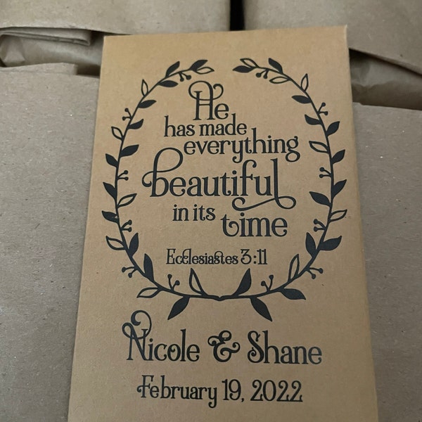 Custom Christian Wedding Favors, 'he Has Made Everything' Scripture ...