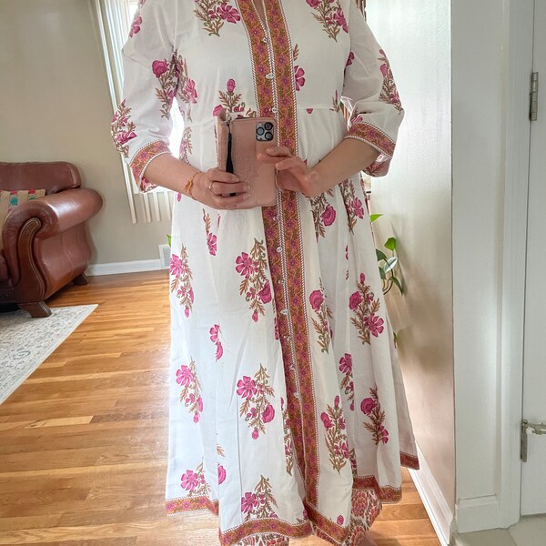 Handblock Print Reversible Quilted Robe Jaipuri Print Free Size House ...