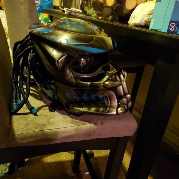 Custom Predator Motorcycle Helmet Had-painted Fire Blue (dot & Ece ...