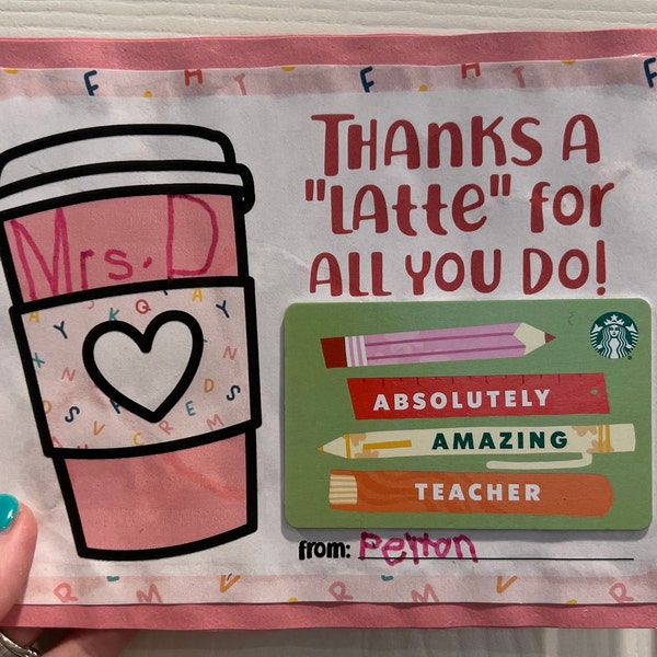 Coffee Gift Card Holder - Teacher Appreciation Gift - Printable ...