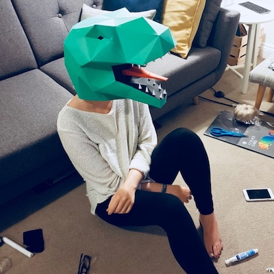 Dinosaur Mask Pattern Make a T-rex Mask With Everyday Materials. Makes ...