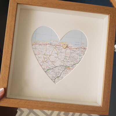Heart Shaped Map in Box Frame - Etsy