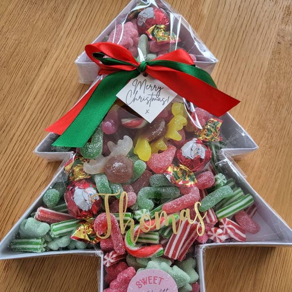 Personalised Christmas Sweetie Tree Christmas Sweets Christmas Eve Box ...