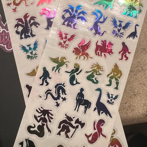 Micro Mythical Creature Stickers Clear Holographic Stickers Mythology ...