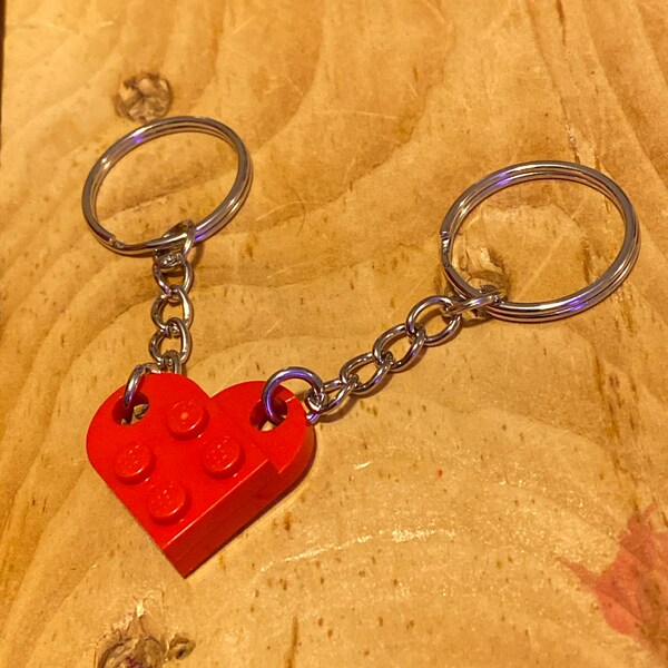 Heart Keychain Set Made With Authentic LEGO® Bricks, Matching Keychains ...