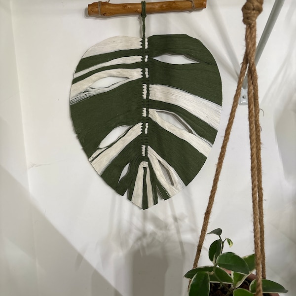 Monstera Leaves, Macrame Wall Hanging, Monstera Wall Decor, Green Leaf ...