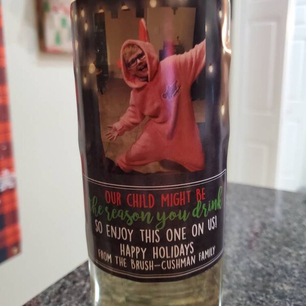 Christmas Gift for Teacher / Personalized Wine Bottle Label / Our Child ...