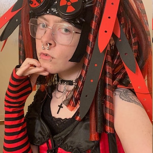 Cyberlox Dread Goth Red Black Redweb Metallic Hair Falls | Etsy