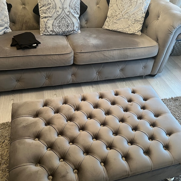 Handmade Double High Designer Chesterfield Upholestered Footstool ...