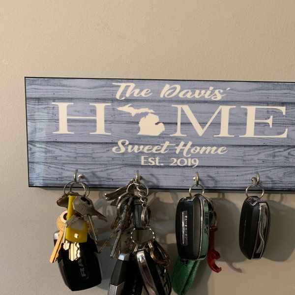 Personalized Key Ring Holder, Family Key Holder, Home Key Rack, Home ...