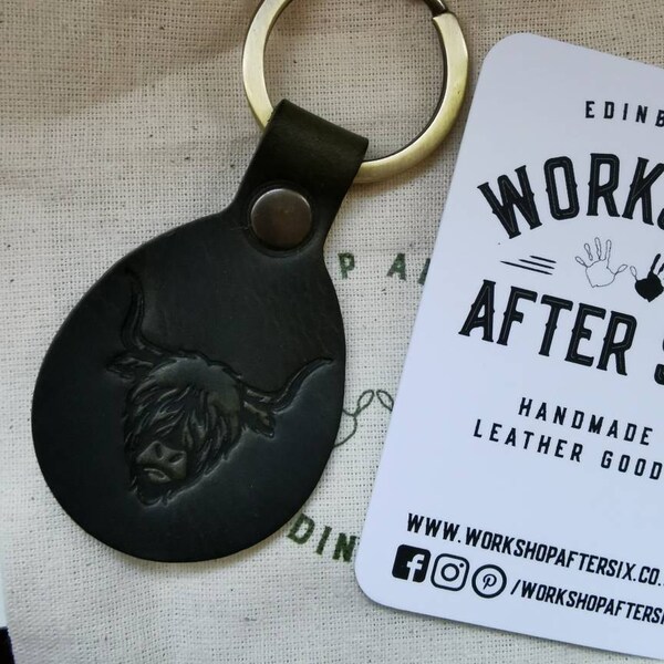 Handmade Leather Highland Cow Key Chain: Scottish Souvenir - Etsy UK