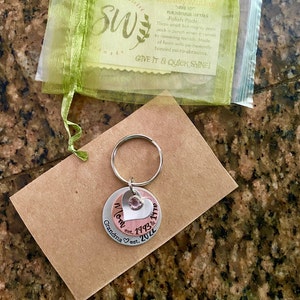 Personalized Hand Stamped Keychain. Pregnancy Announcement. - Etsy