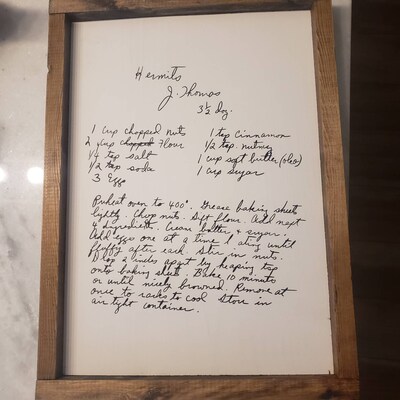 Custom Handwritten Recipe Sign Made From Your Recipe Card - Etsy