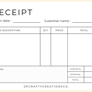 Cute Receipt Template Ediatble Canva Thank You Card - Etsy