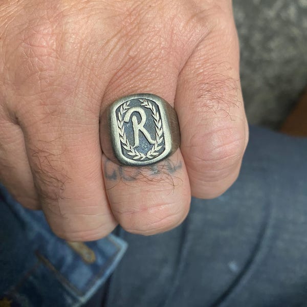 Silver Letter Ring, Custom Personalized Ring ,man Pinky Ring, Initial ...