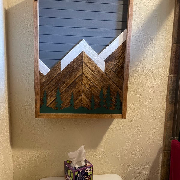 Rustic Colorado Flag Mountain Wood Wall Art Mountain Set Colorado Art ...