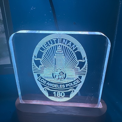 LAPD Badge Acrylic Lighted Plaque. Police Badge, Personalized Los ...