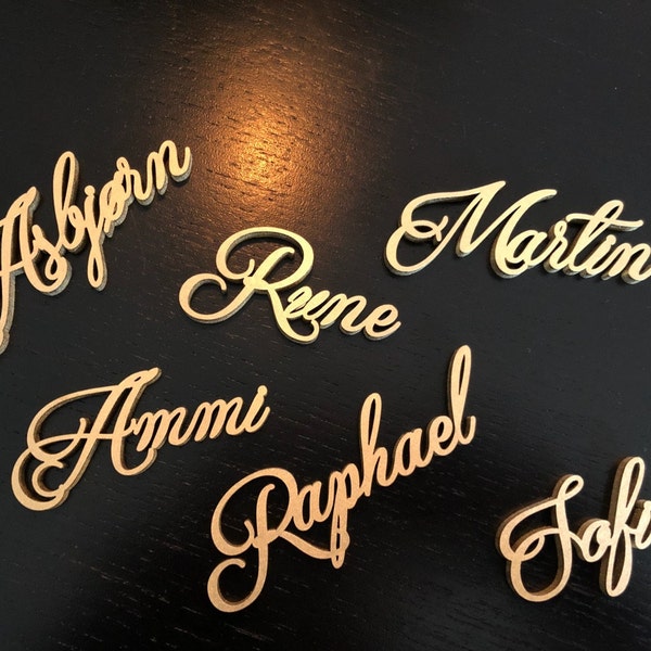 Gold Wooden Wedding Place Name Setting - Personalized Wedding Place ...