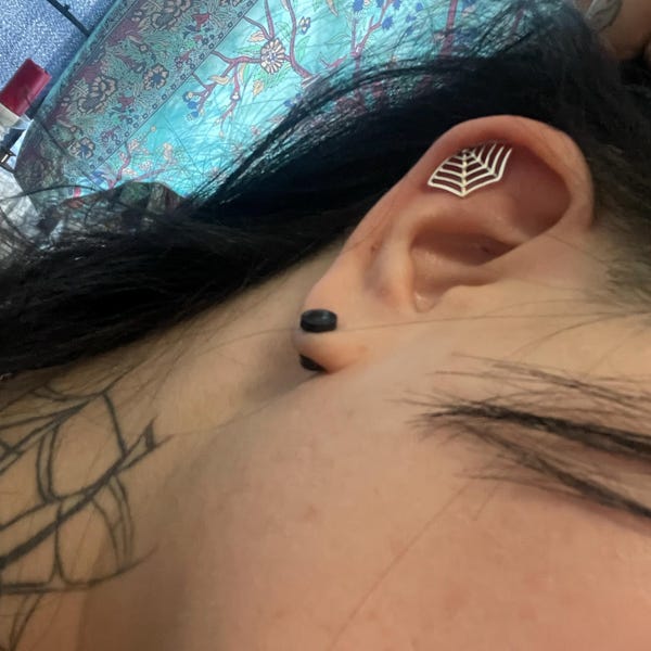 Spider Web Earring Gothic Jewelry • Cartilage Helix Piercing 20G 18G ...