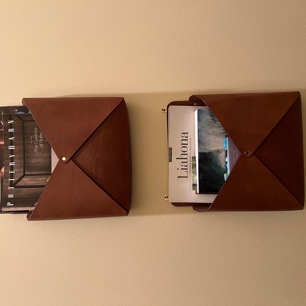 Large Leather Wall Pocket \ Mail Caddy - Etsy