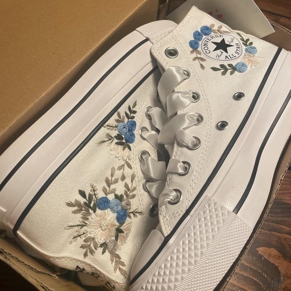 Embroidered Converse/converse High Tops Converse Monarch Butterfly ...