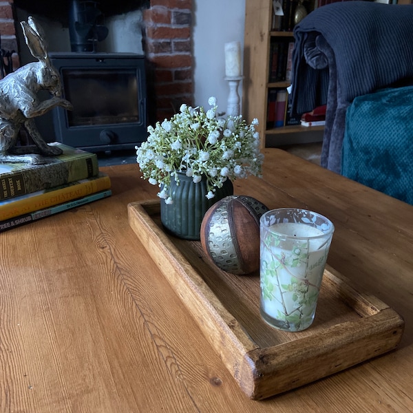 Shallow Reclaimed Wood Tray / Bathroom Tray / Tea Tray / Coffee Tray ...
