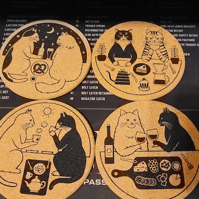 Cat Pairings Coaster Set - Etsy