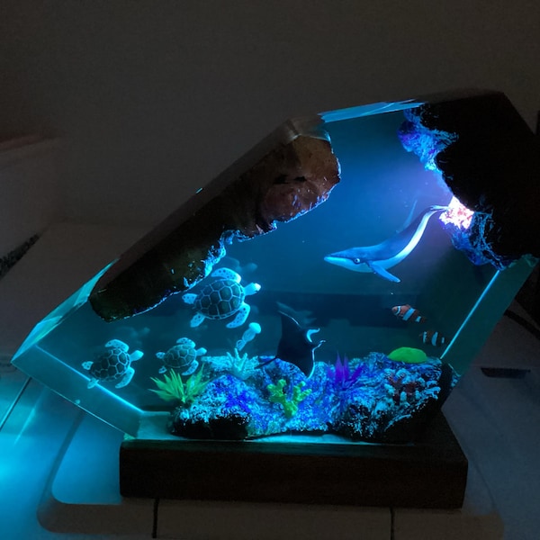 Orca Shark and Couple Diver Resin Night Lights Whale Shark and Humpback ...