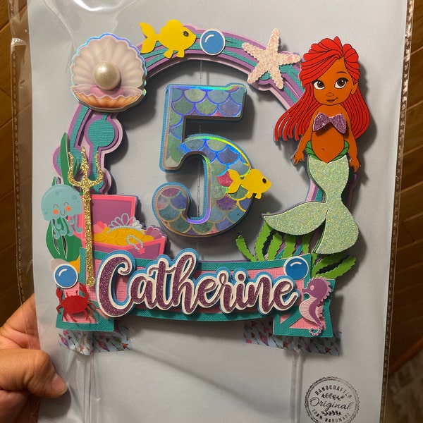 Cute Black Little Mermaid Cake Topper - Etsy