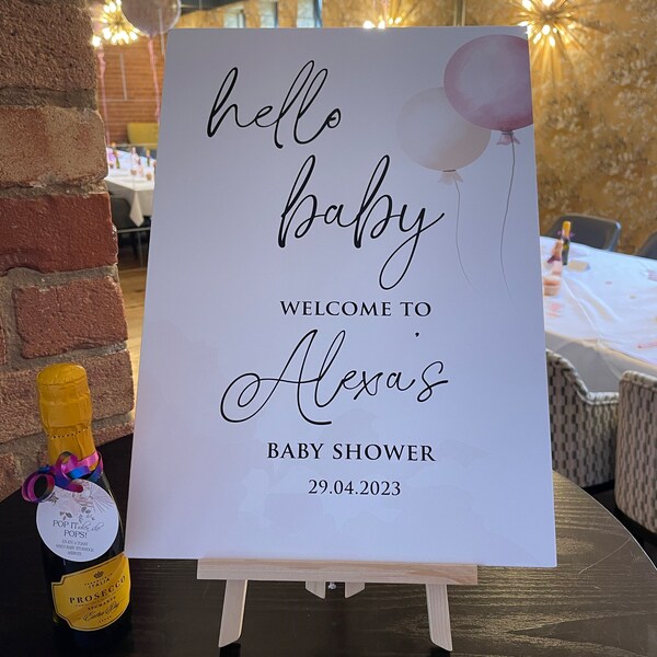 Hello Baby Pink Welcome Sign Baby Shower Welcome Sign Welcome to Baby ...
