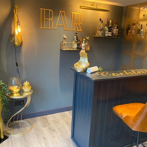 Gold Art Deco Bar Sign , Rusty Metal Letters , Home Bar Sign , Garden ...