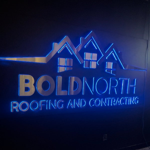 Custom Backlit Metal Business Logo 3D Light up Signs Outdoor Company ...